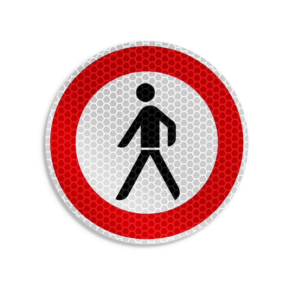 Reflective Pedestrians Prohibited Sticker Ø 10 cm